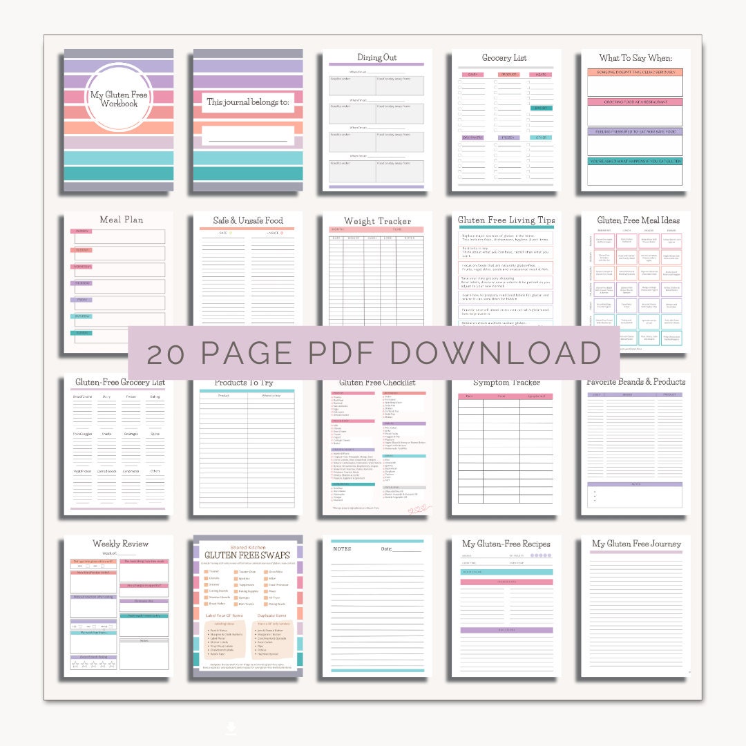 Gluten Free Workbook, Gluten Free Guide, Celiac Printable, Celiac ...