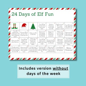 Elf Calendar Printable, Christmas Elf Ideas, Elf Kit, Elf Activities ...