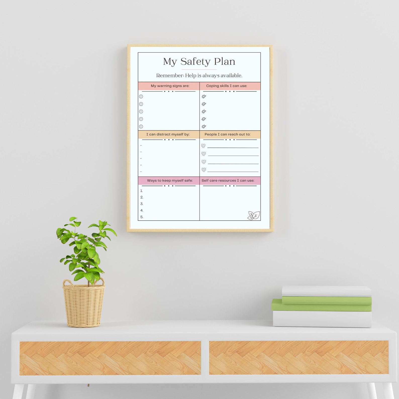 Printable Safety Crisis Plan Worksheet Therapy Worksheet - Etsy