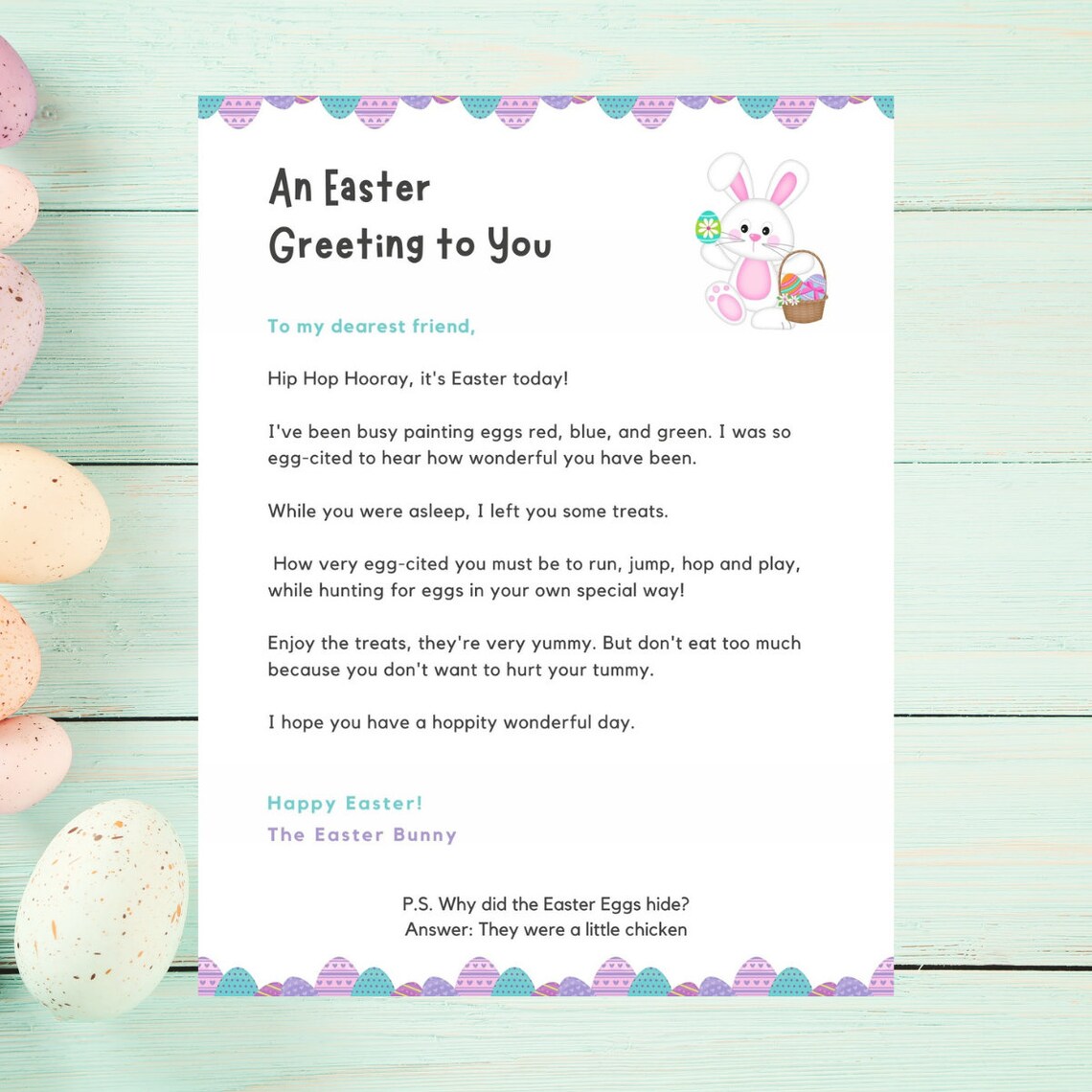 Letter From Easter Bunny, Printable Bunny Letter, Hoppy Easter, Kids ...