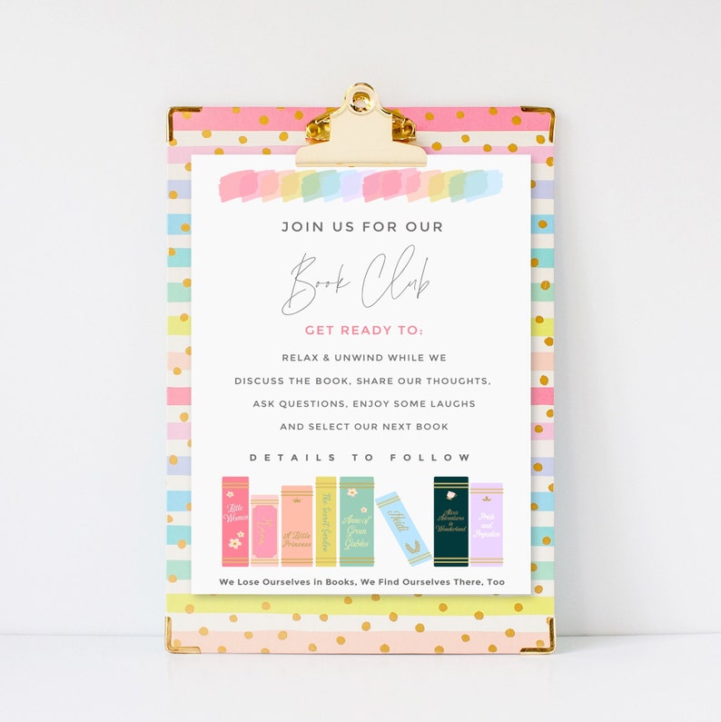 Pastel Book Club Kit, Book Club Bundle, Kids Book Club Printable Set ...