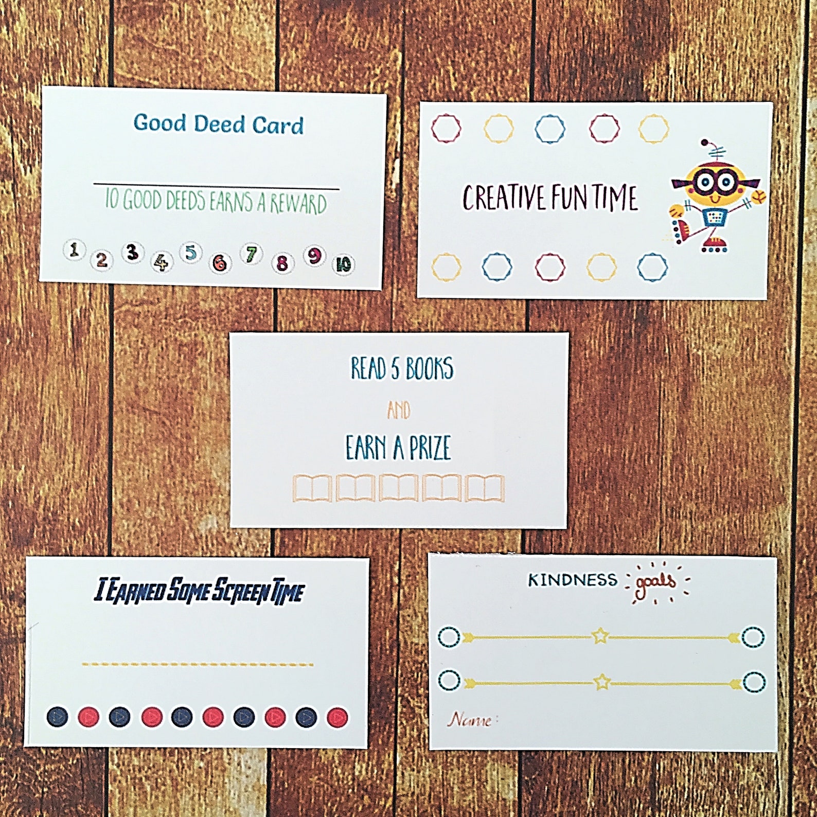 Kids Rewards Cards, Printable Chore Card Set, Punch Cards for Kids ...