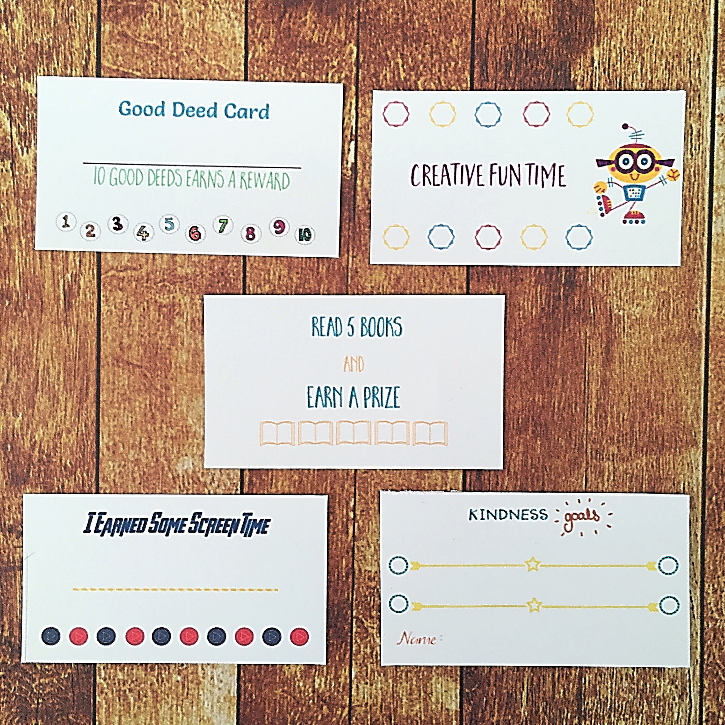 Kids Rewards Cards, Printable Chore Card Set, Punch Cards for Kids ...