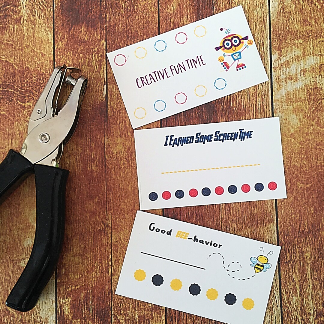 Kids Rewards Cards, Printable Chore Card Set, Punch Cards for Kids ...