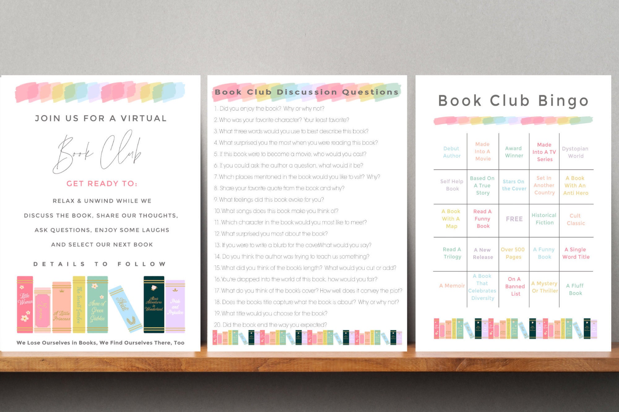 Virtual Book Club Kit, Printable Book Club Questions, Discussion Guide ...