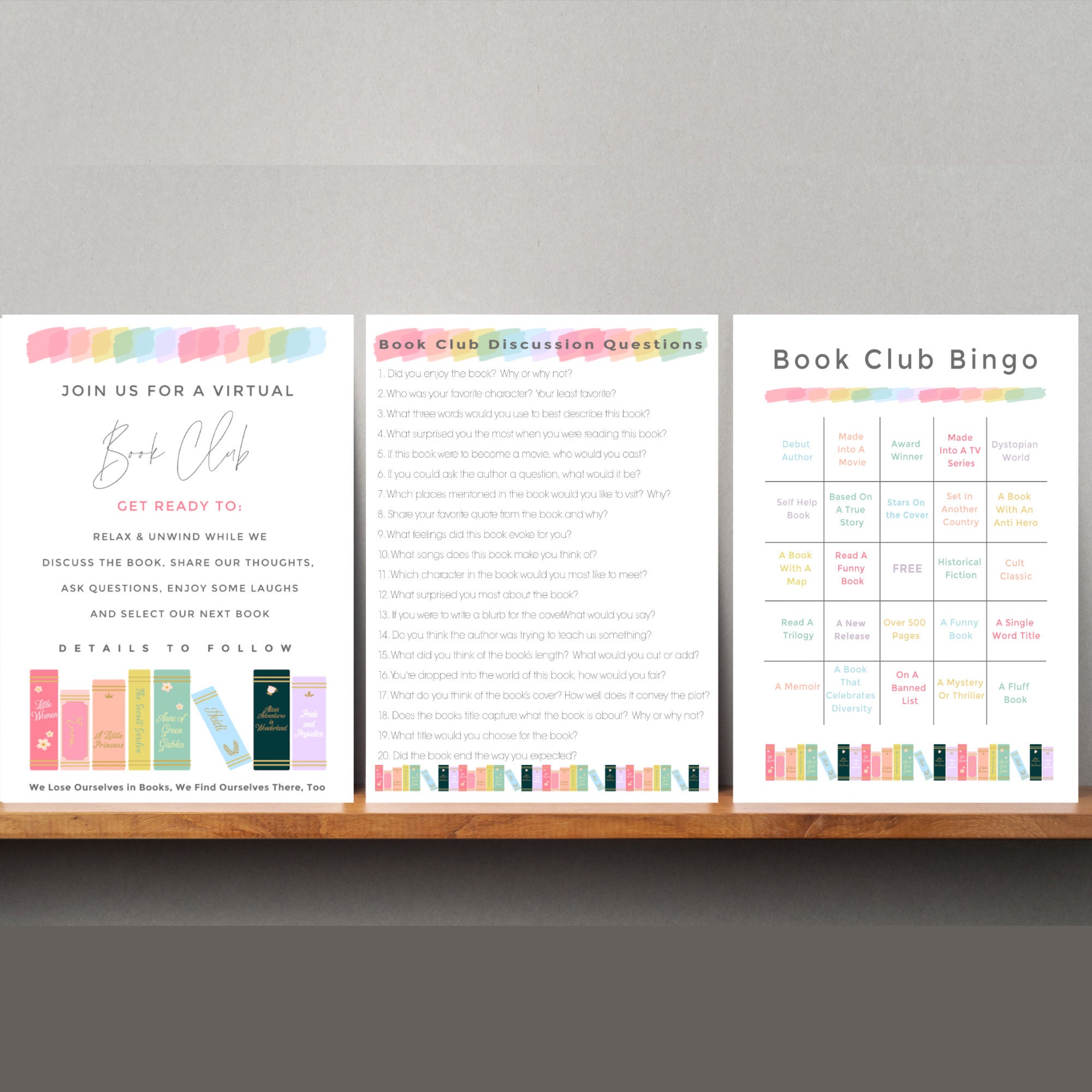 Virtual Book Club Kit, Printable Book Club Questions, Discussion Guide ...