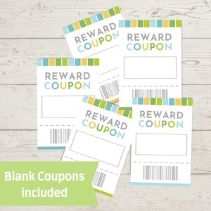 Reward Coupon Set, Printable Chore Incentives, School Reward System ...