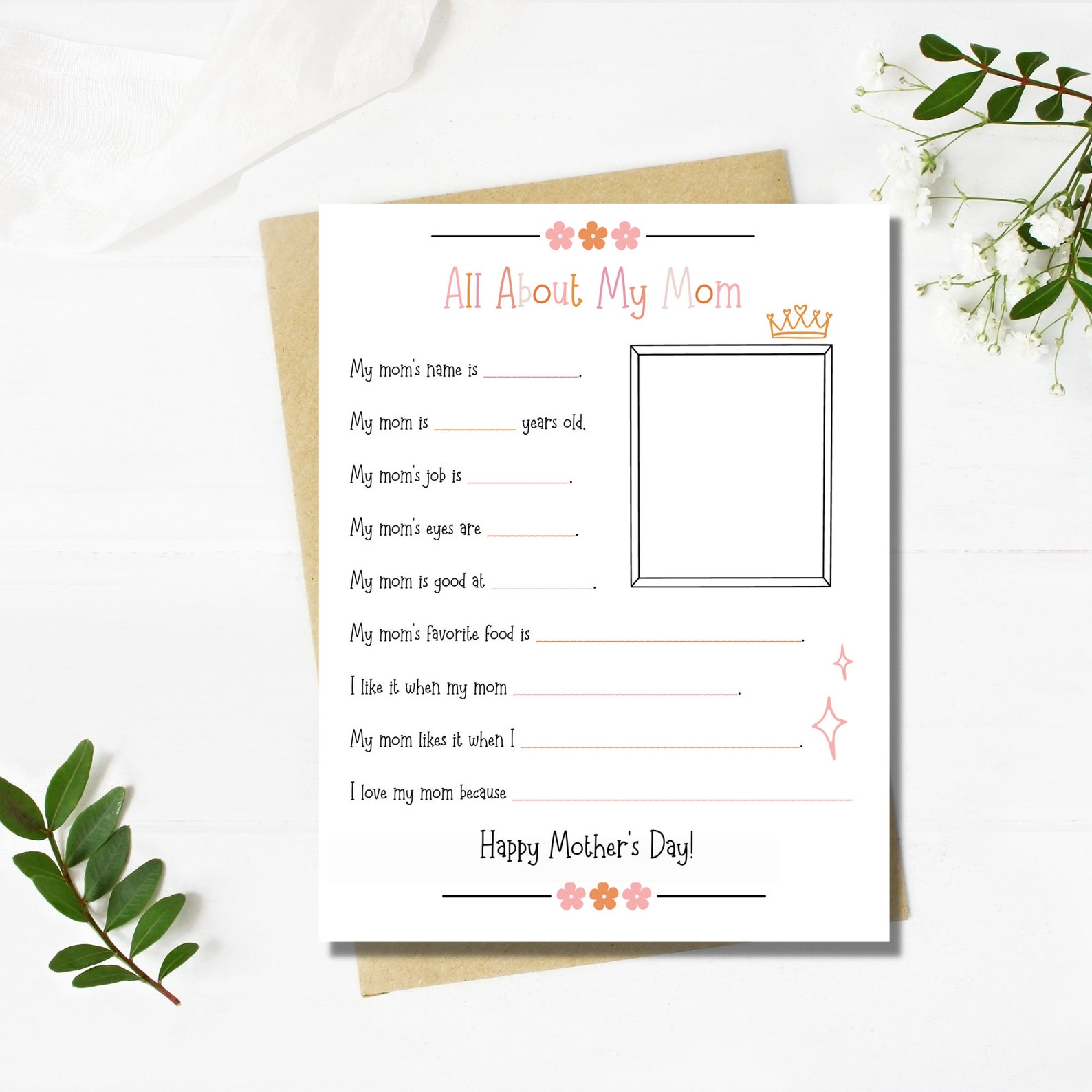 All About My Mom Mothers Day Printable Mothers Day Gift All - Etsy