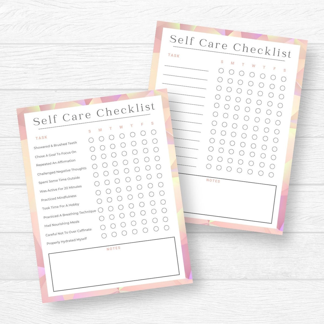 Self Care Plan, Weekly Self-care Printable, Wellness Tracker, Self-care ...