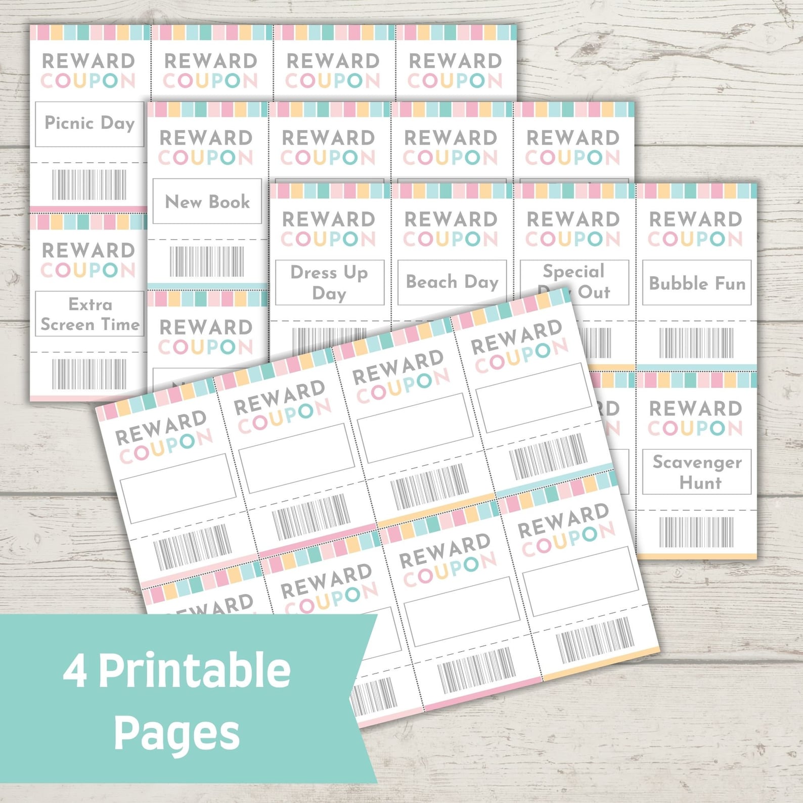 Girls Reward Coupons, Printable Chore Incentives, School Reward System ...