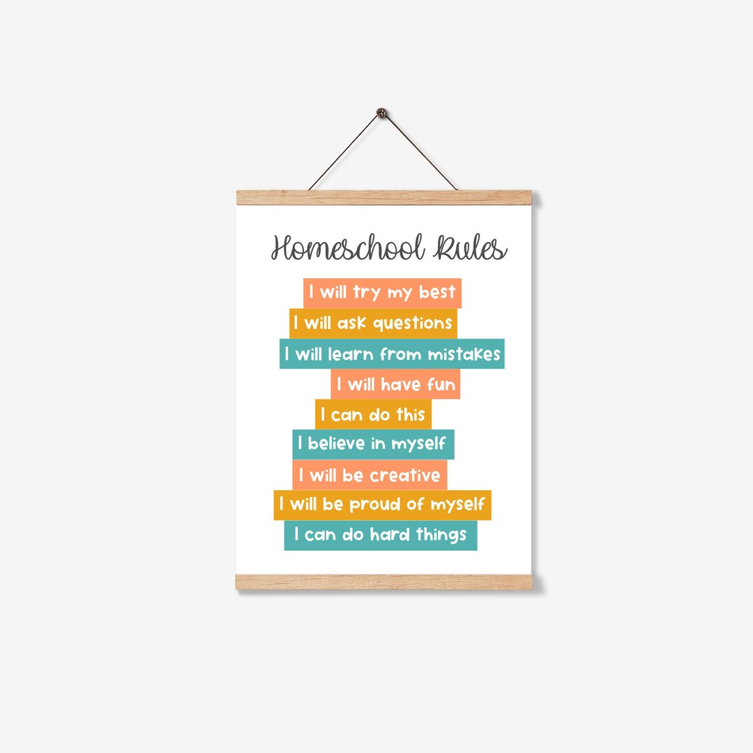 Homeschool Rules Poster, Home Learning Printable, Kids Affirmations ...