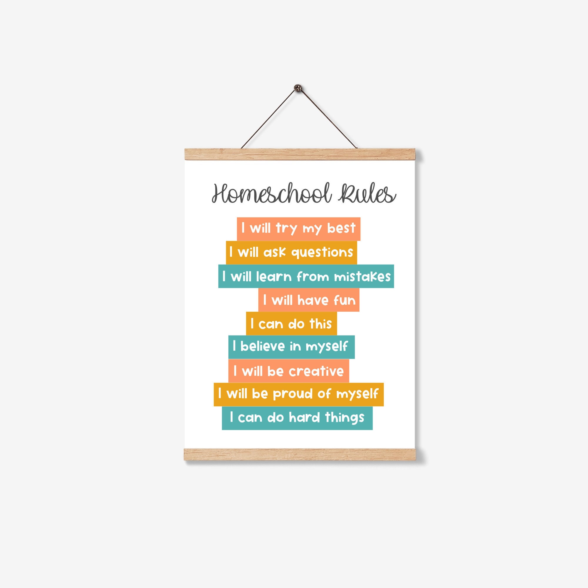 Homeschool Rules Poster, Home Learning Printable, Kids Affirmations ...