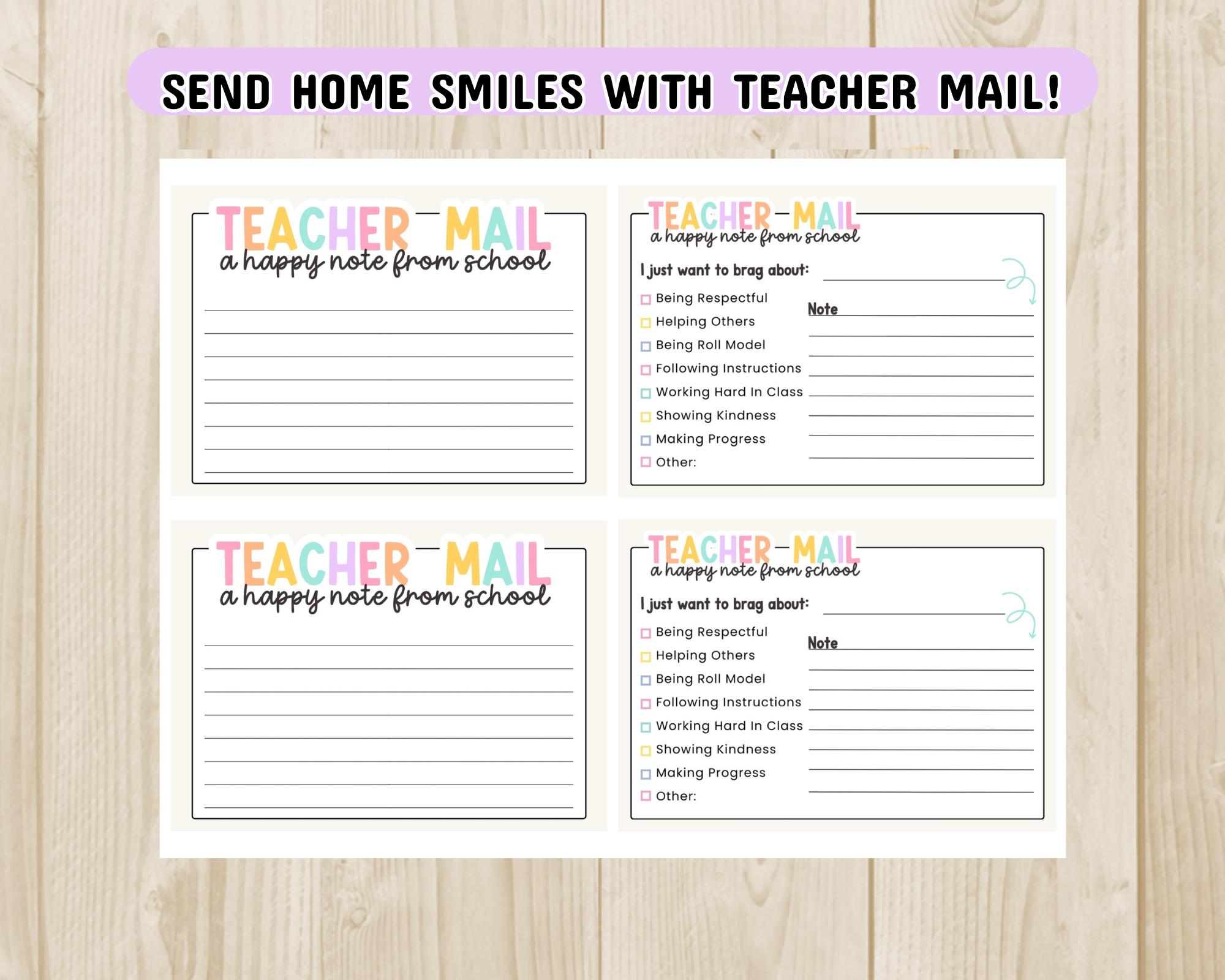 Teacher Mail Printable | Positive Notes Home, Classroom Behavior Reward ...
