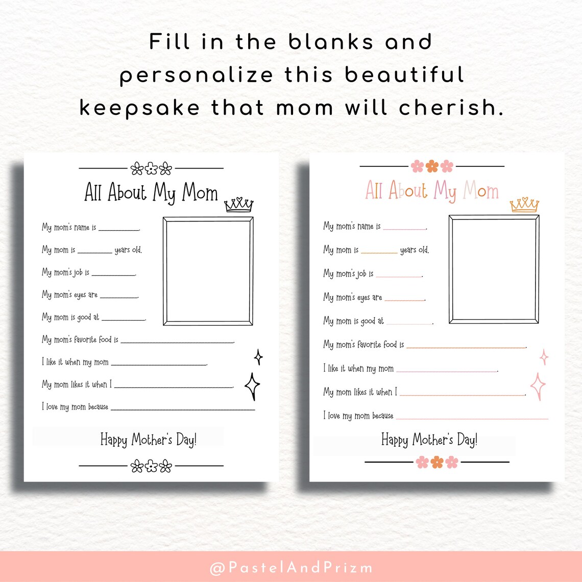 All About My Mom Mothers Day Printable Mothers Day Gift All - Etsy Canada