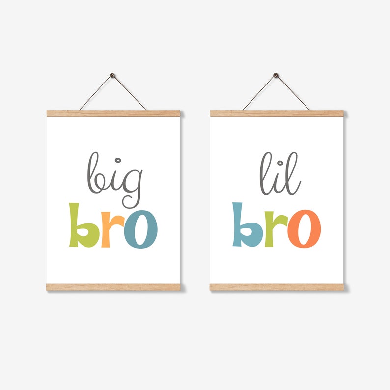 Big Bro Little Bro Siblings Printable Boys Bedroom Brothers - Etsy