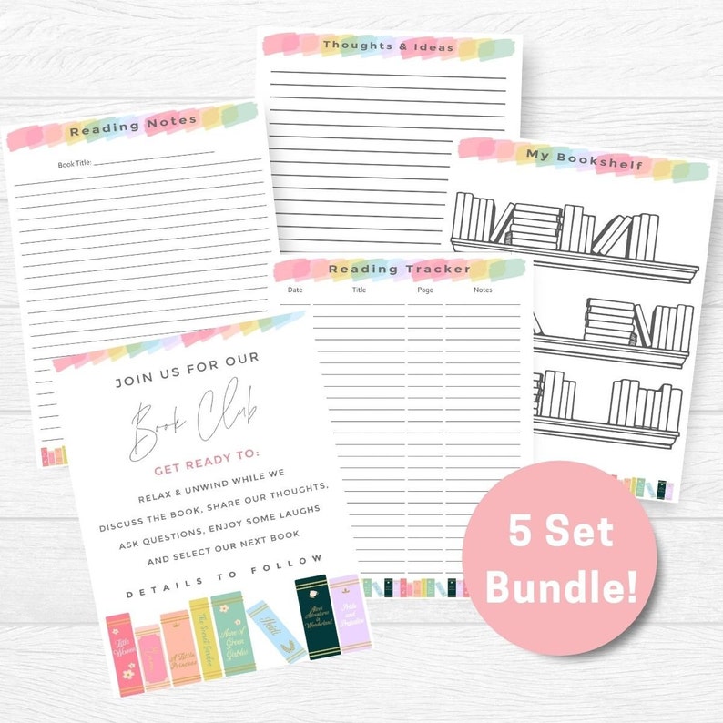 Pastel Book Club Kit, Book Club Bundle, Kids Book Club Printable Set ...
