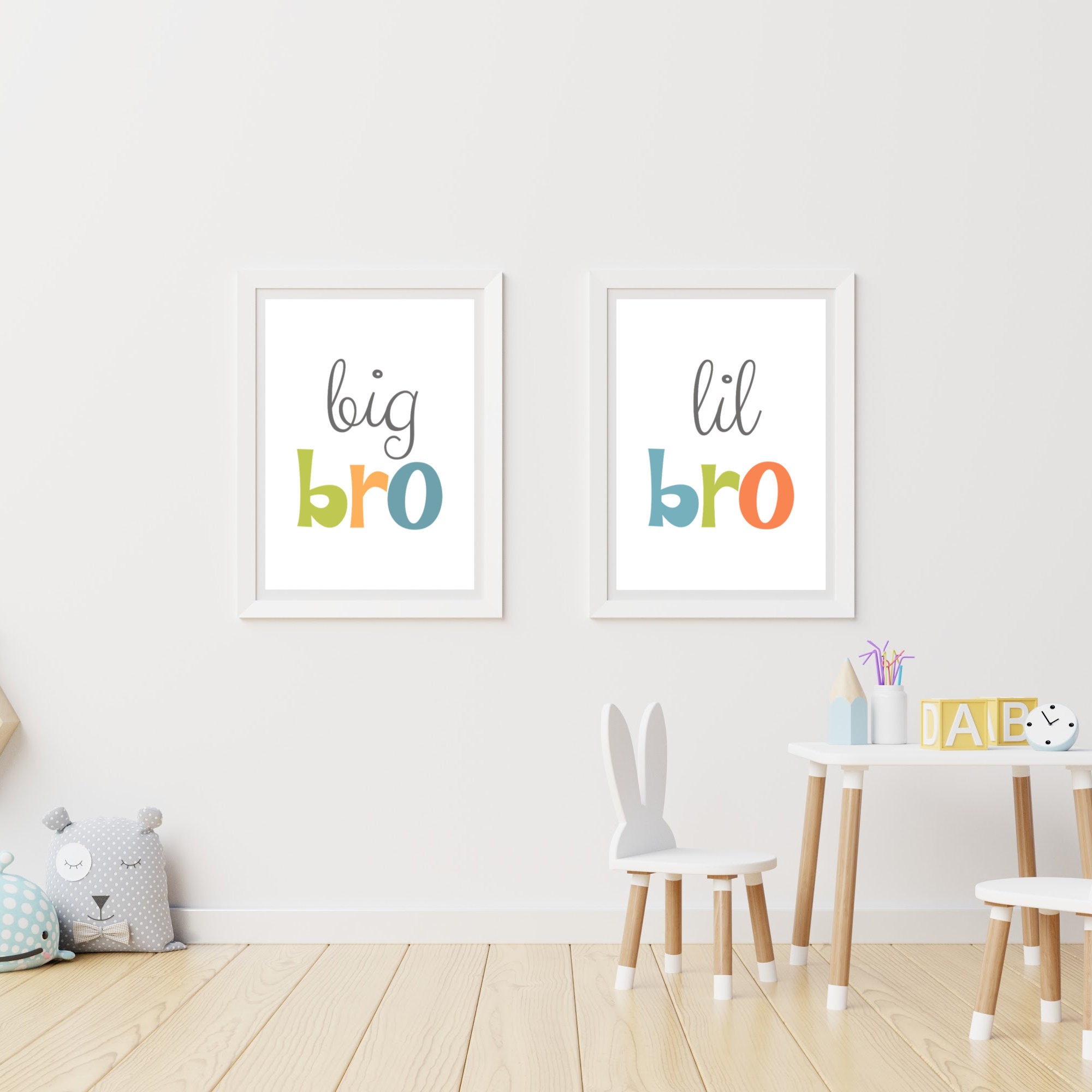 Big Bro Little Bro Siblings Printable Boys Bedroom Brothers - Etsy