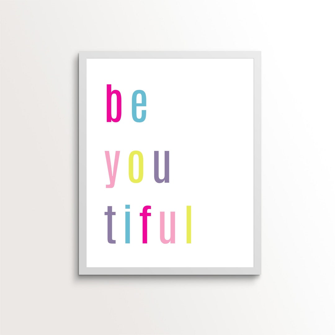 Beyoutiful Quote Rainbow Print: Inspirational Girls Room Art (digital ...