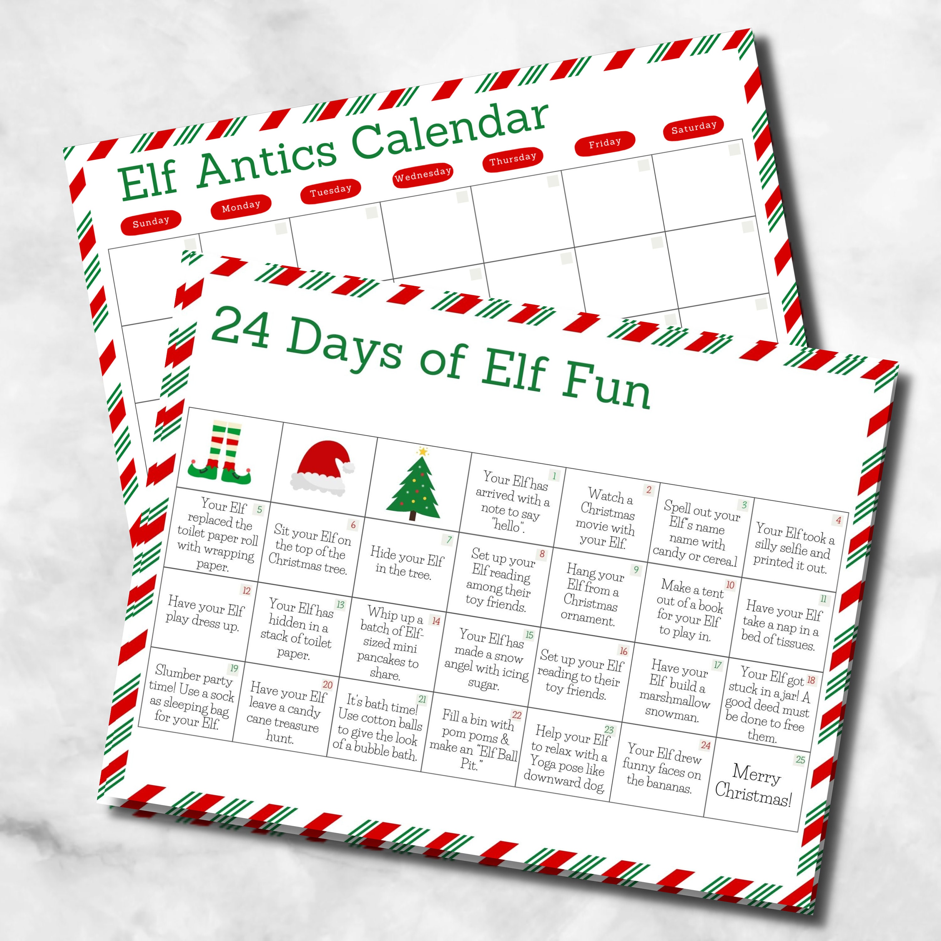Elf Calendar Printable, Christmas Elf Ideas, Elf Kit, Elf Activities ...