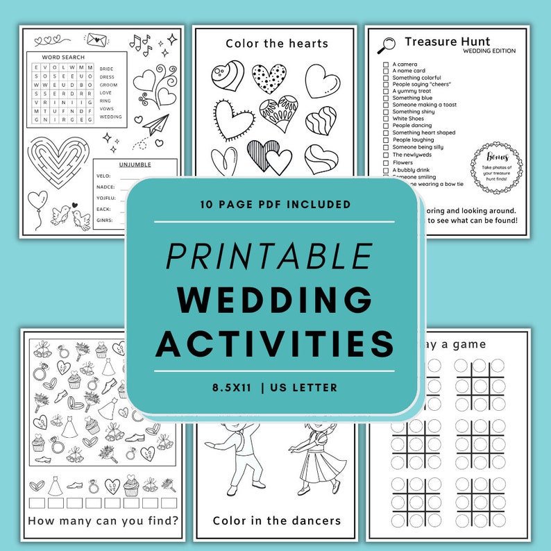 Wedding Activity Pack for Kids, Wedding Reception Games, Kids Wedding ...