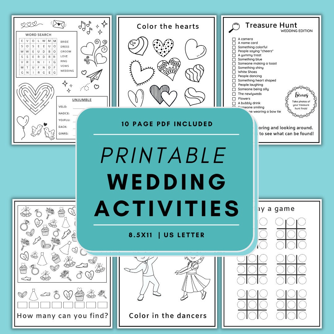 Wedding Activity Pack for Kids, Wedding Reception Games, Kids Wedding ...