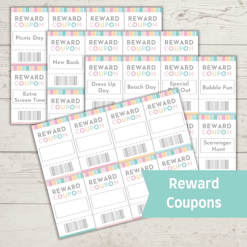 Girls Reward Coupons, Printable Chore Incentives, School Reward System ...