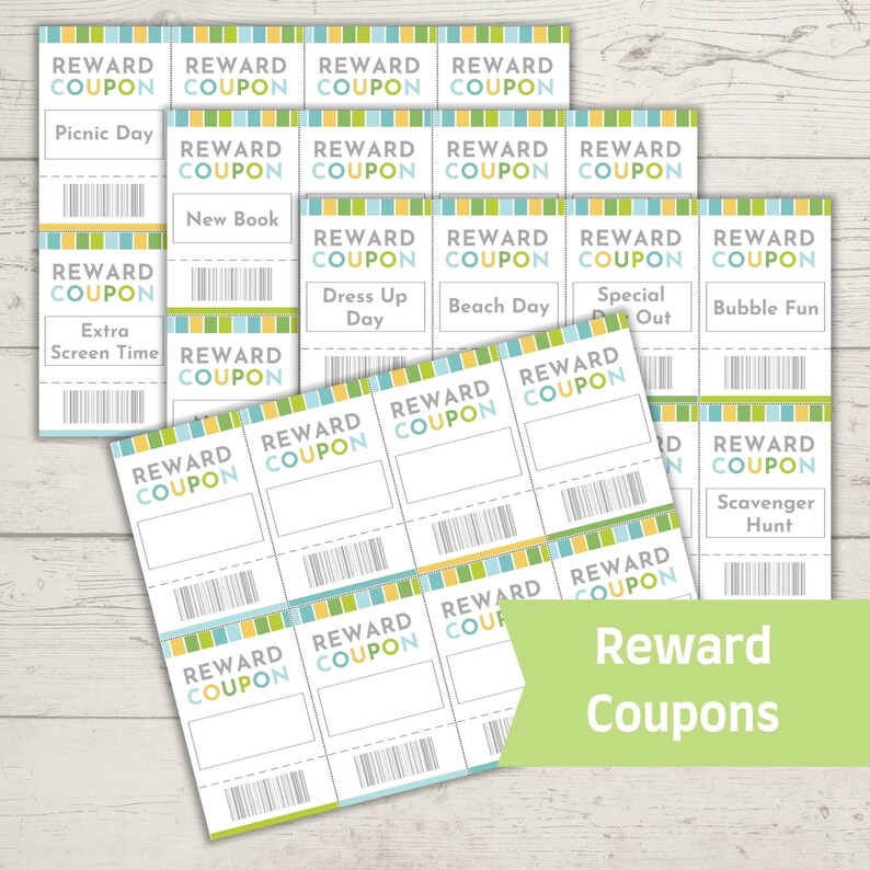 Reward Coupon Set, Printable Chore Incentives, School Reward System ...