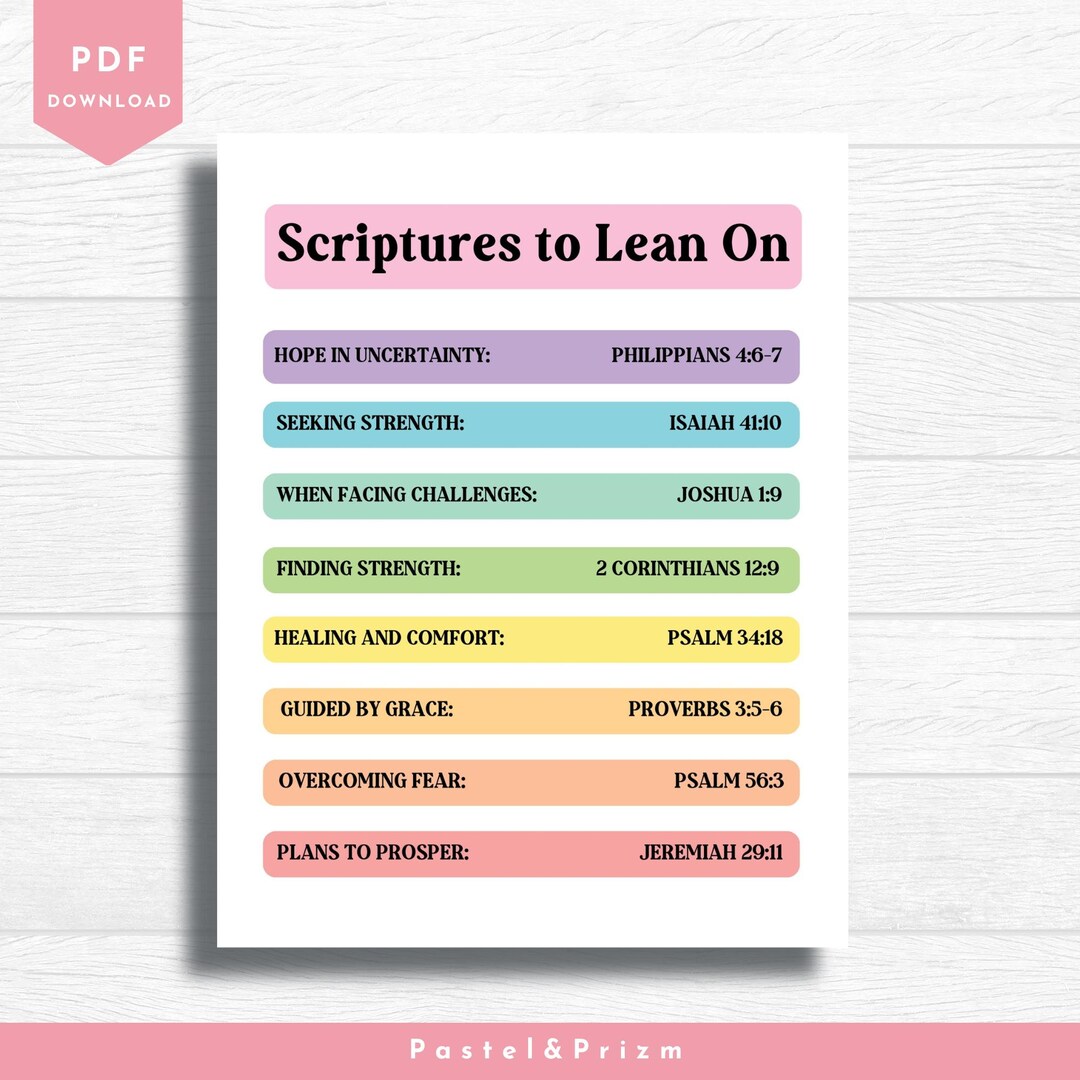 Bible Verse Print: Scriptures for Strength & Encouragement (digital ...