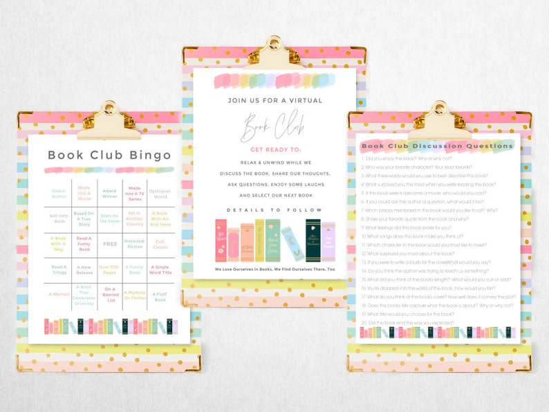 Virtual Book Club Kit, Printable Book Club Questions, Discussion Guide ...