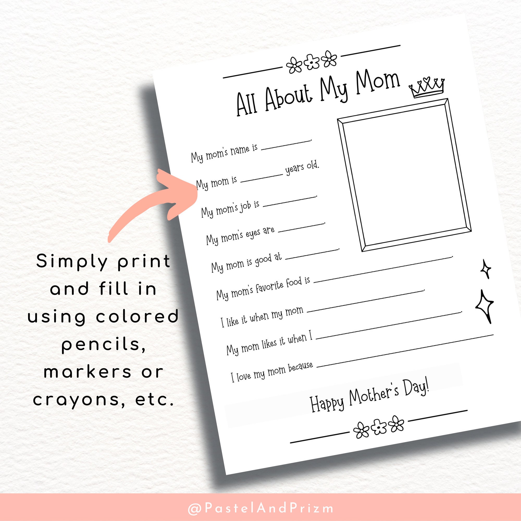 All About My Mom, Mothers Day Printable, Mothers Day Gift, All About ...