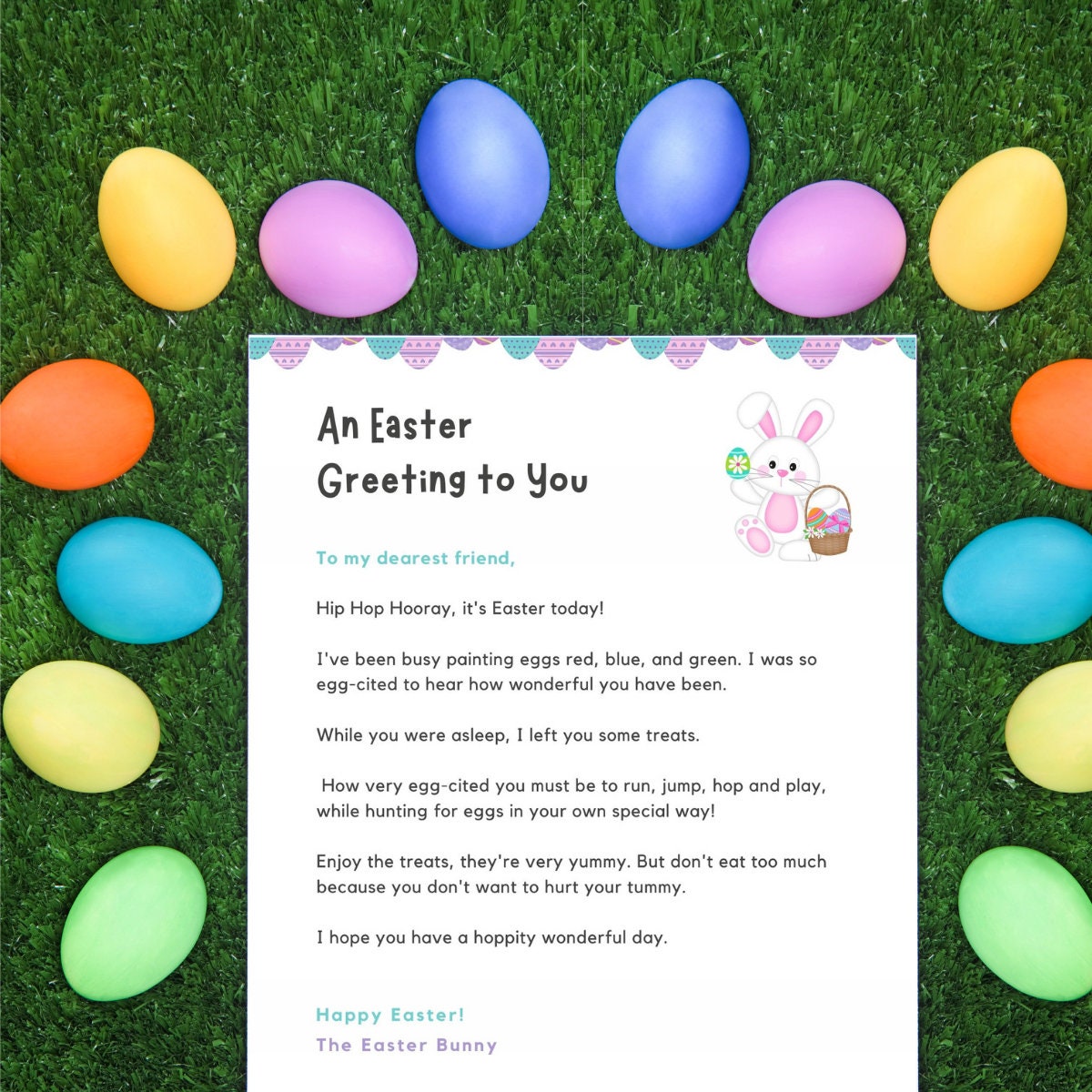 Letter From Easter Bunny, Printable Bunny Letter, Hoppy Easter, Kids ...