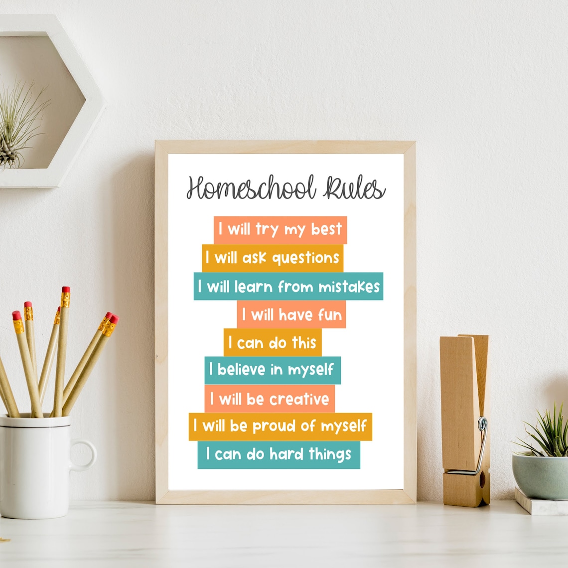 Homeschool Rules Poster, Home Learning Printable, Kids Affirmations ...