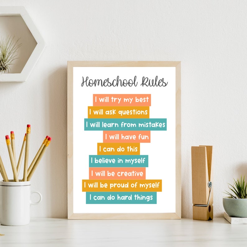 Homeschool Rules Poster, Home Learning Printable, Kids Affirmations ...