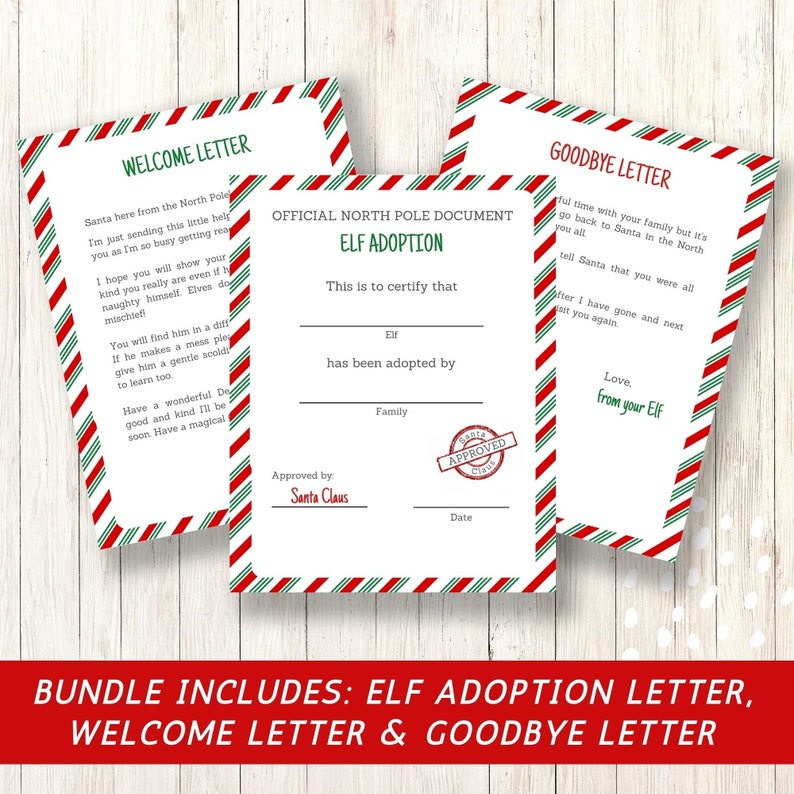 Elf Letter Bundle, Elf Adoption Certificate, Elf Arrival Letter ...