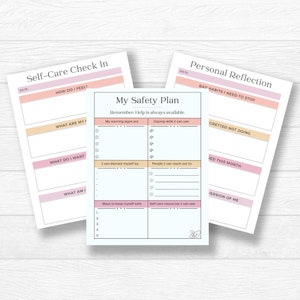 Mental Health Worksheets, Safety Plan for Mental Health, Personal ...