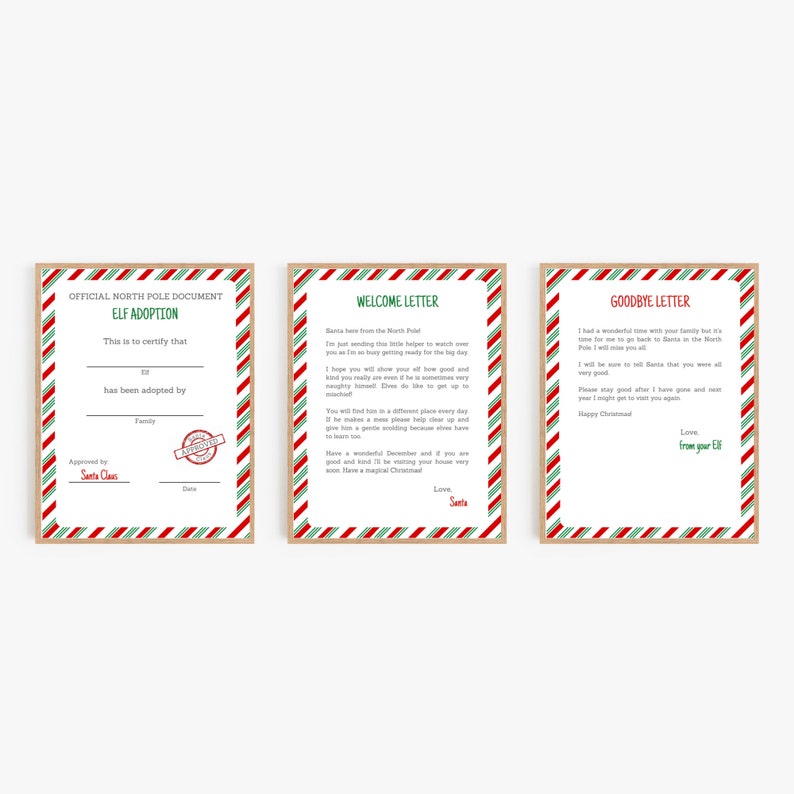 Elf Letter Bundle, Elf Adoption Certificate, Elf Arrival Letter ...