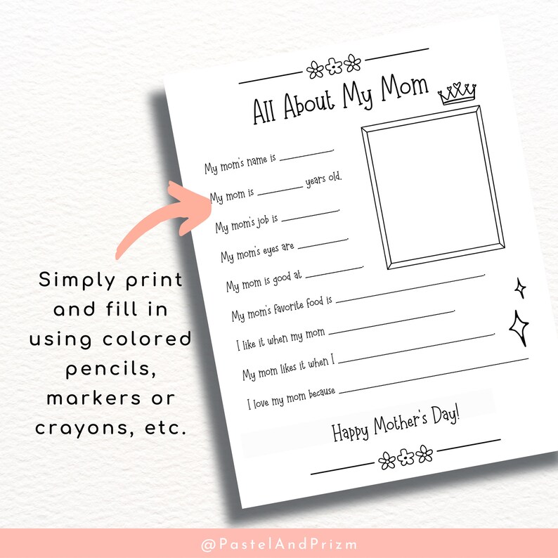 All About My Mom Mothers Day Printable Mothers Day Gift All - Etsy