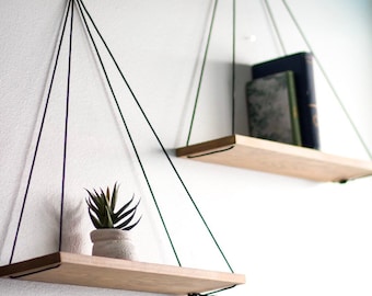Wood hanging shelf | Etsy