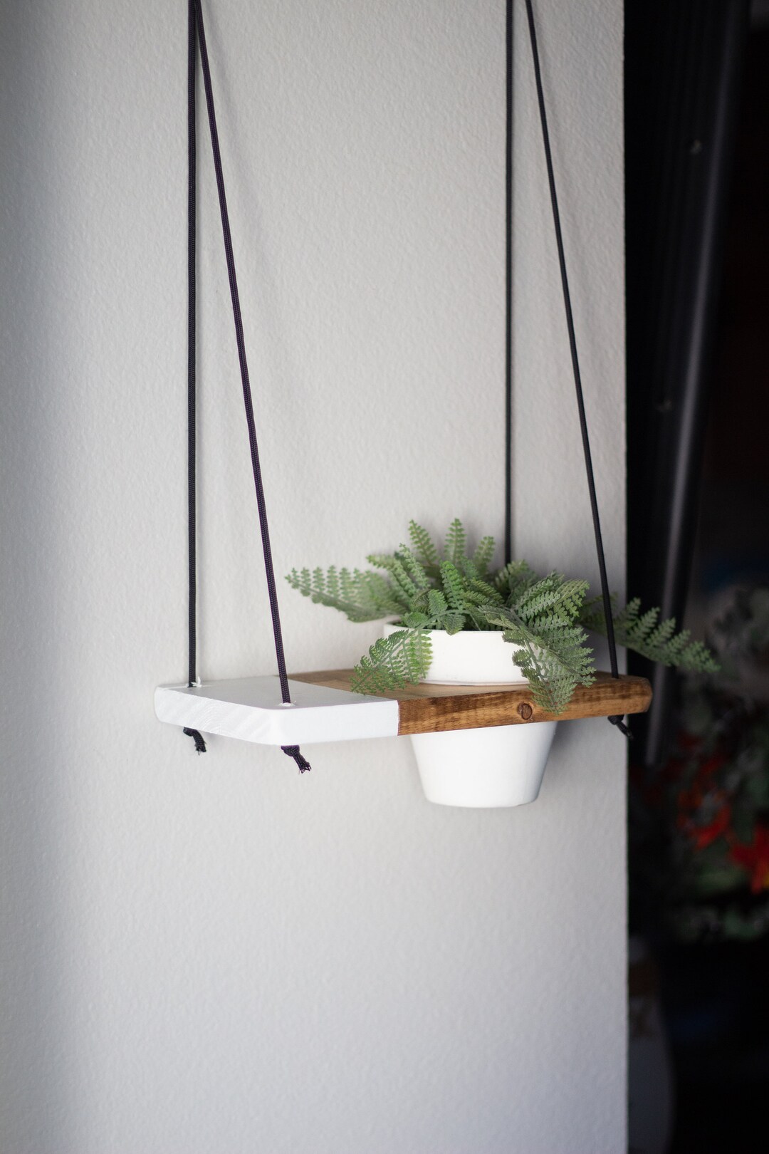 Hanging Shelf / 1 MINI POTTED Two Tone Shelf Hanging Shelves - Etsy