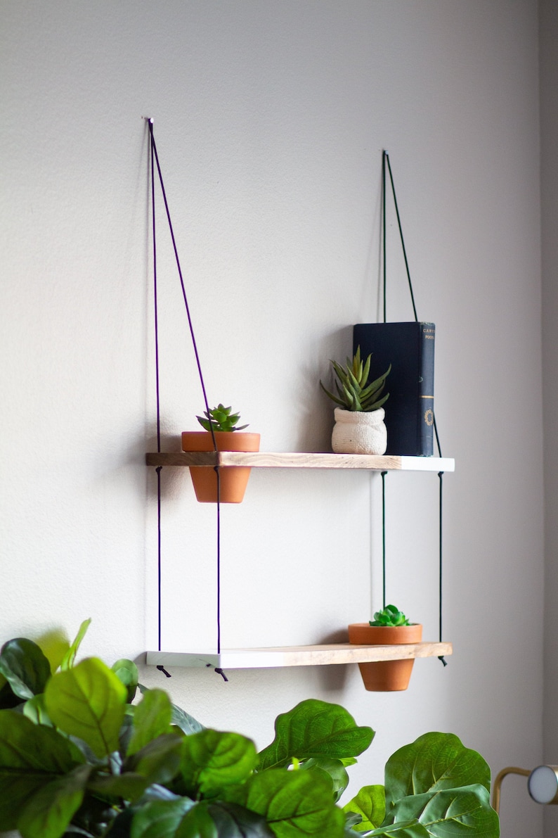 DUO POTTED Two Tone Shelf Hanging Shelf Two Tiered Shelf | Etsy