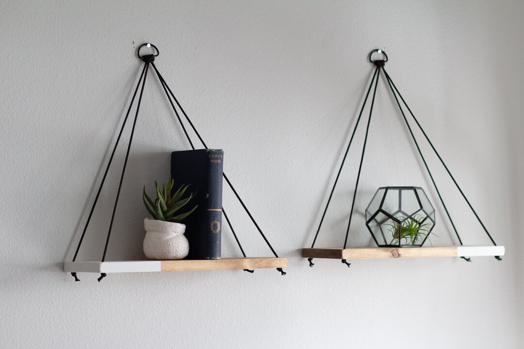 Hanging Shelves / 2 REGULAR Two Tone Shelves Hanging Shelf Floating ...