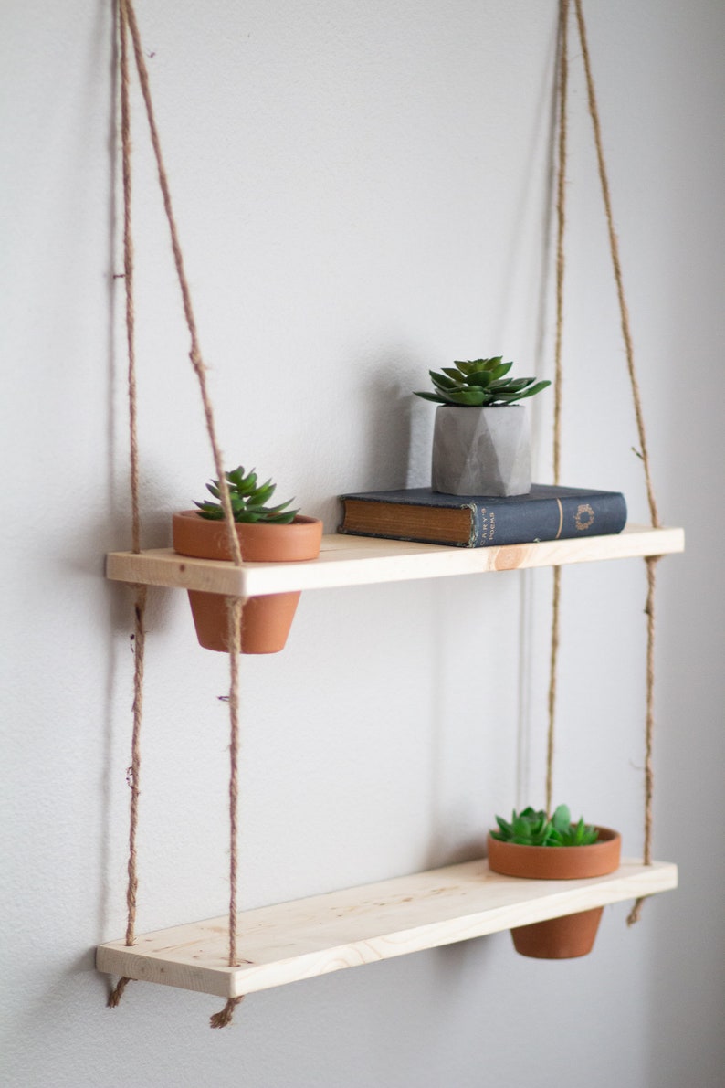 DUO POTTED Two Tone Shelf Hanging Shelf Two Tiered Shelf | Etsy