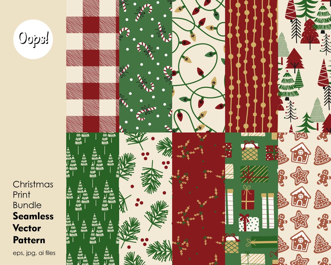DIY Crafts Christmas Digital Papers Festive Holiday Patterns - Etsy