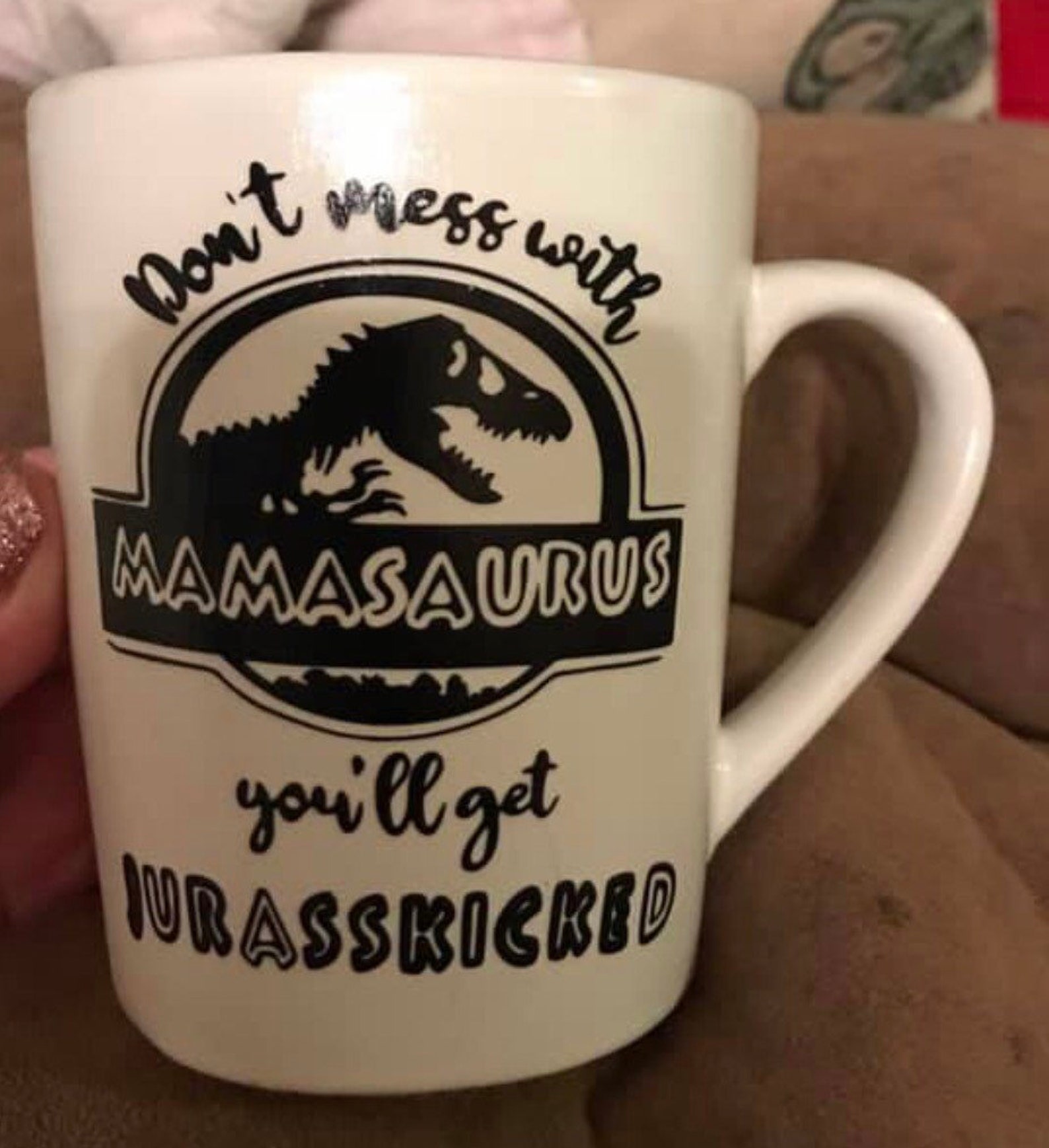Mamasaurus Mug Jurassic Coffee Cup Tea Blank Ceramic Dinosaur 8 Ounces ...