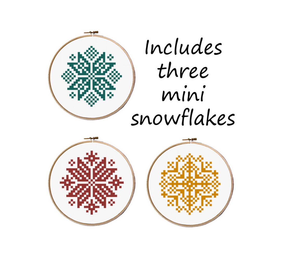 Easy Mini Snowflake Christmas Ornament Cross Stitch Patterns, Three ...
