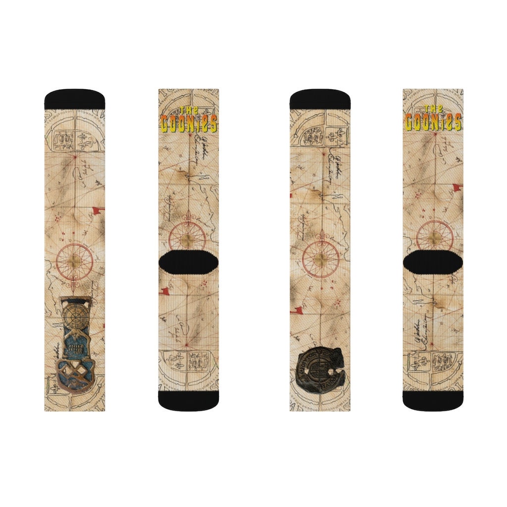 The Goonies Copper Bones, Doubloon, One Eyed Willy's Treasure Map Socks ...