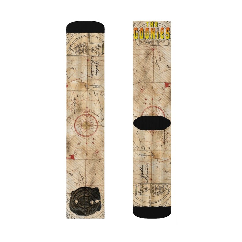 The Goonies Copper Bones, Doubloon, One Eyed Willy's Treasure Map Socks ...