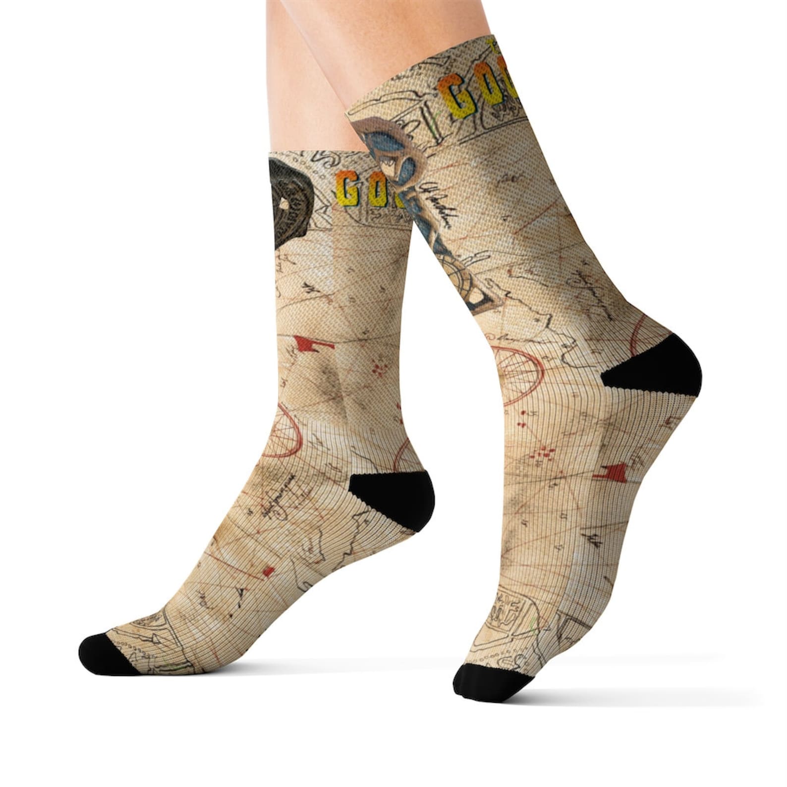 The Goonies Copper Bones, Doubloon, One Eyed Willy's Treasure Map Socks ...