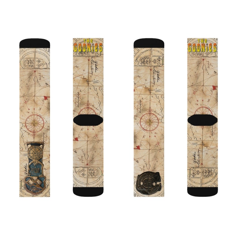 The Goonies Copper Bones, Doubloon, One Eyed Willy's Treasure Map Socks ...