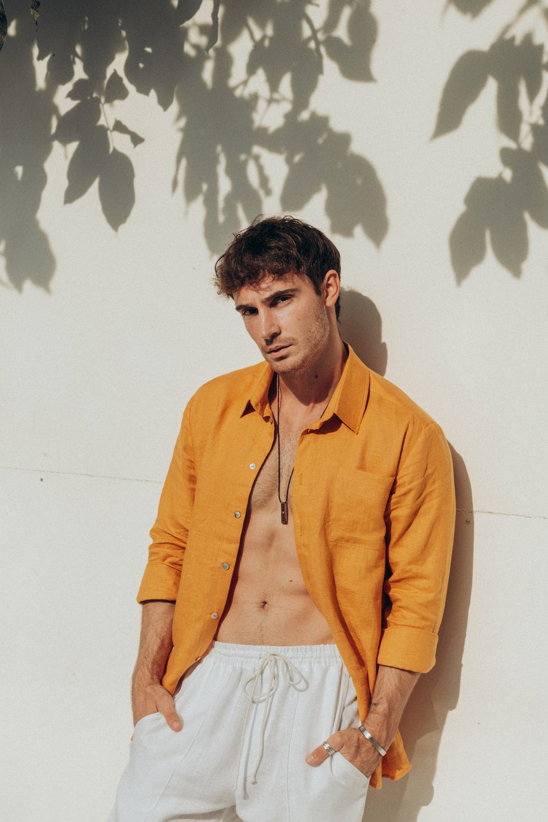 Men's Shirt Made of Mustard Linen, Men Linen Clothing - Etsy